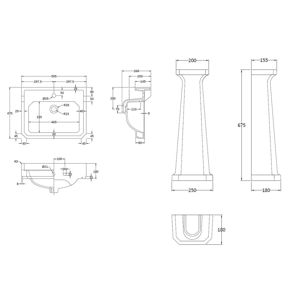 Bayswater Fitzroy Basin, 595mm | West One Bathrooms Online