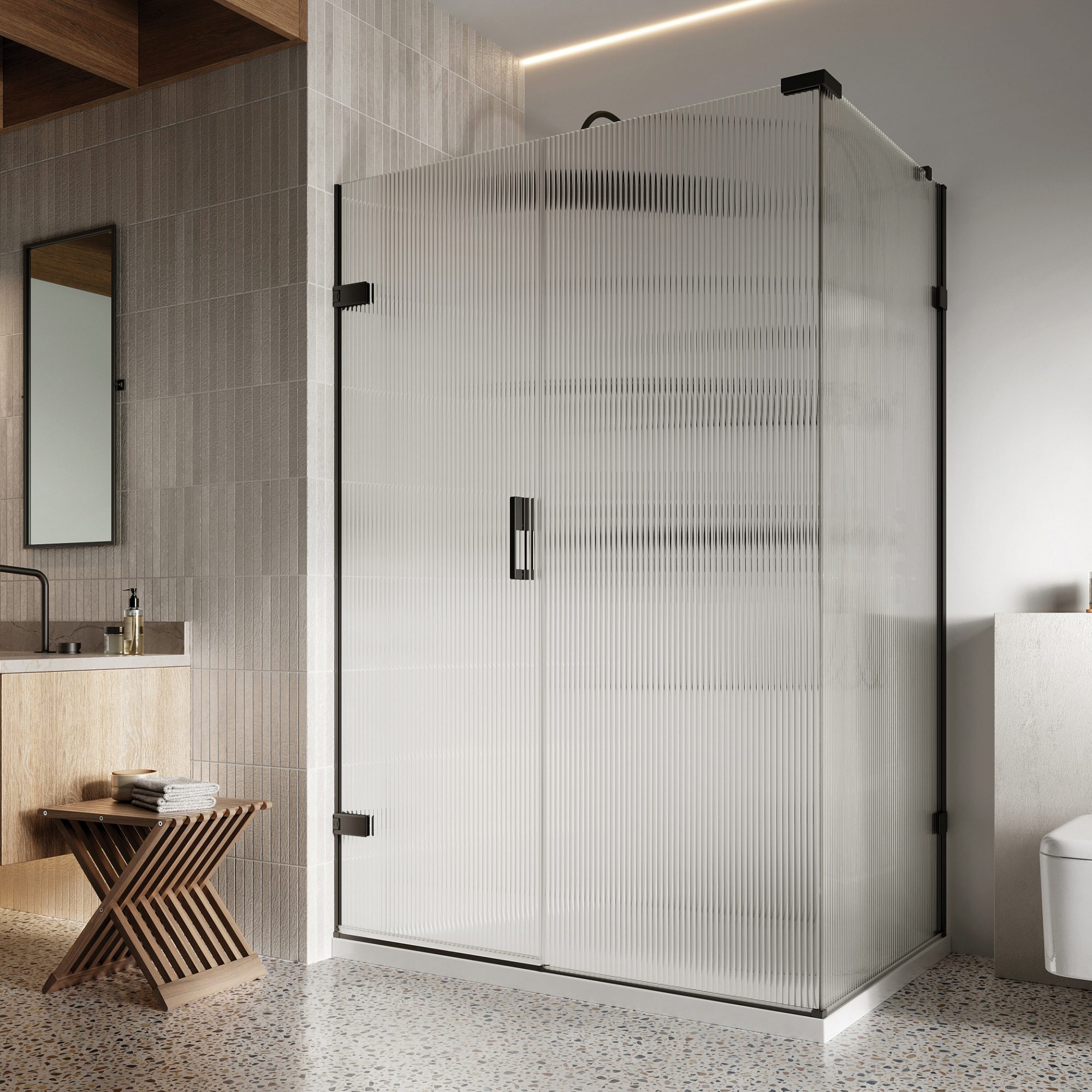 Roman Liberty Fluted Glass Corner Enclosure With Hinged Door | West One Bathrooms Online