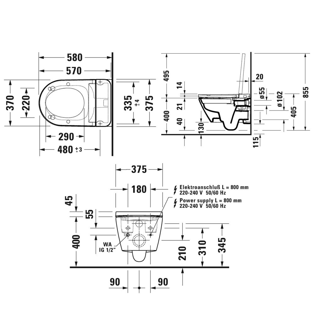 Duravit SensoWash D-Neo Compact Shower Toilet | West One Bathrooms Online