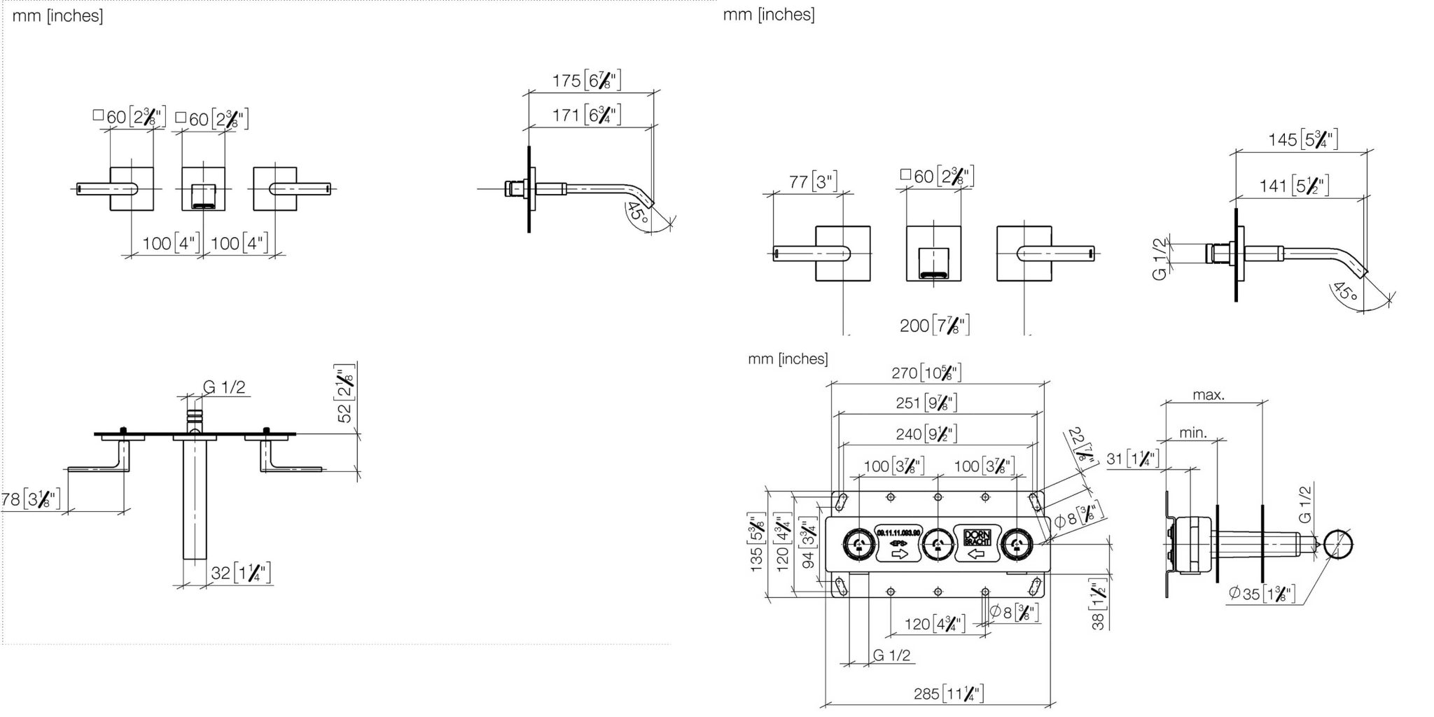 Dornbracht IMO Wall Mounted 3 Hole Basin Mixer | West One Bathrooms Online