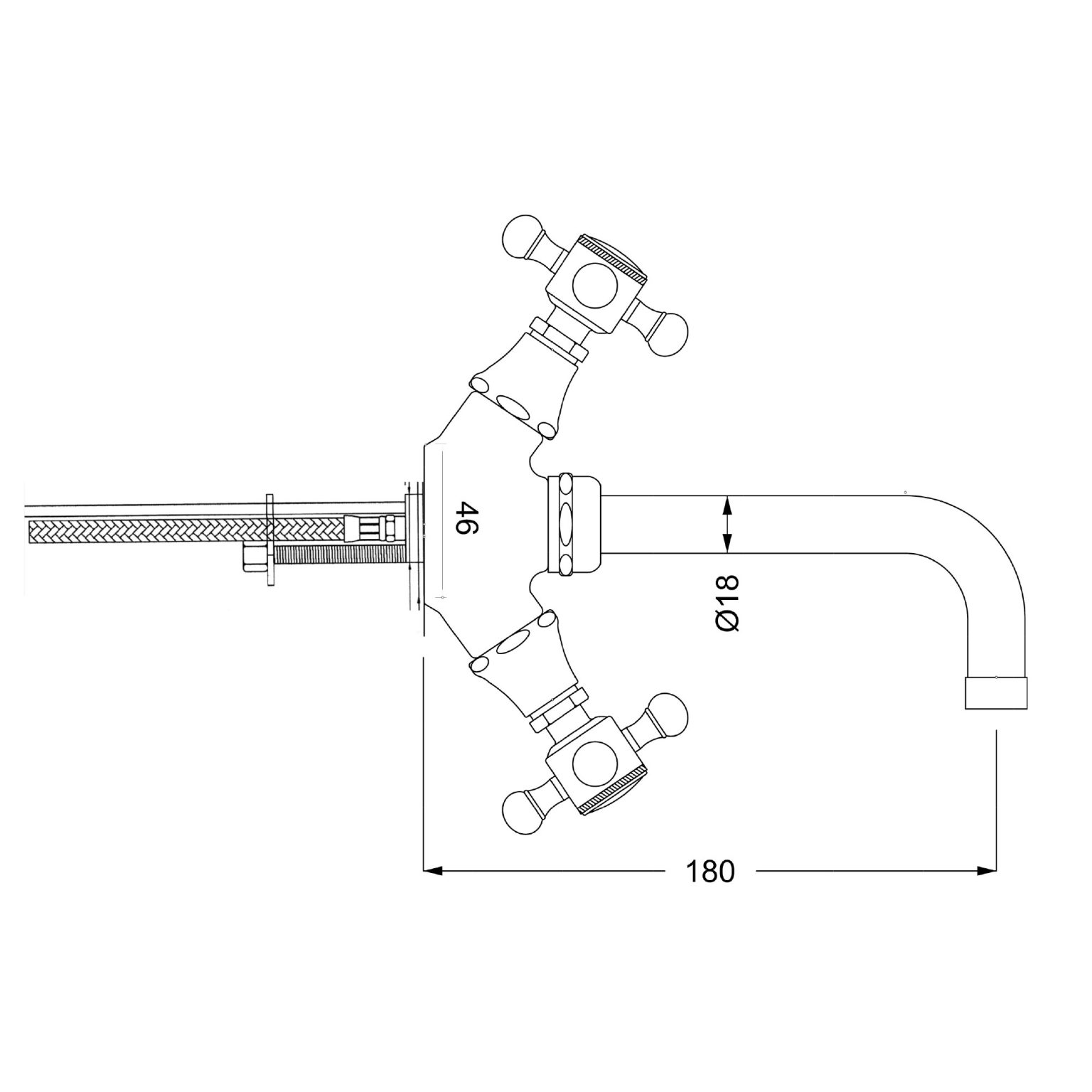 Broadway Wall Mounted Straight Basin Mixer | West One Bathrooms Online